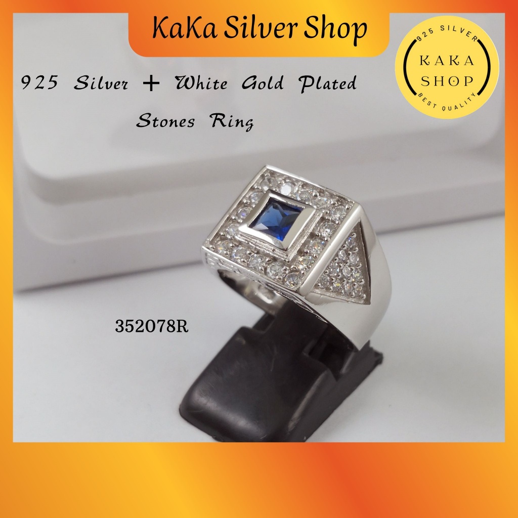 Original 925 Silver + White Gold Plated CZ White Stones Ring (352078R ...