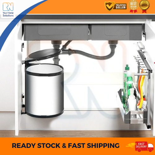 14 Liter Built-In Waste Bin With Stainless Steel Casing/400mm cabinet ...