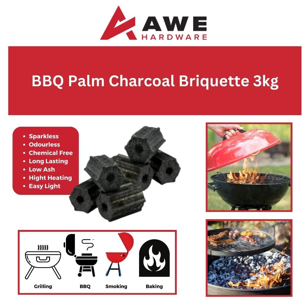 Charcoal BBQ 3kg Arang Batu Grill Smokeless Charcoal Briquette Arang BBQ Camping Kurang Asap ...