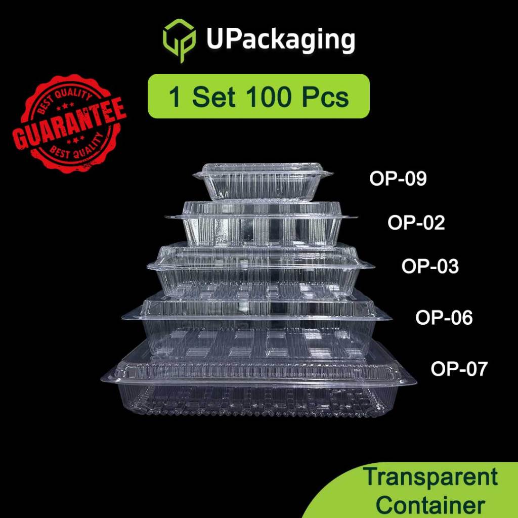 [100 Pcs] PLASTIC TRANSPARENT CONTAINER-Bakery Disposable Plastic Clear ...