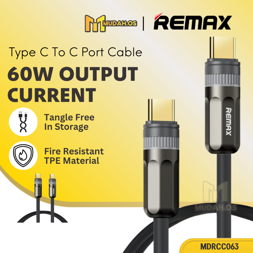 REMAX Type C To Type C Original Super Fast Charging 60W Cable Charger ...
