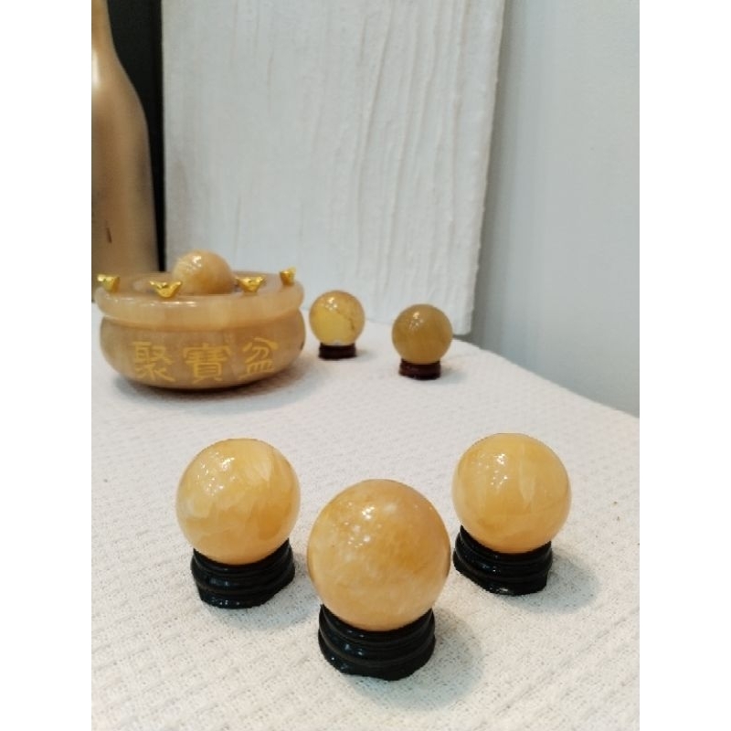 Natural Yellow Jade Prosperity 5A Crystal Ball 3.8cm-4cm 天然黄玉球 5A ...