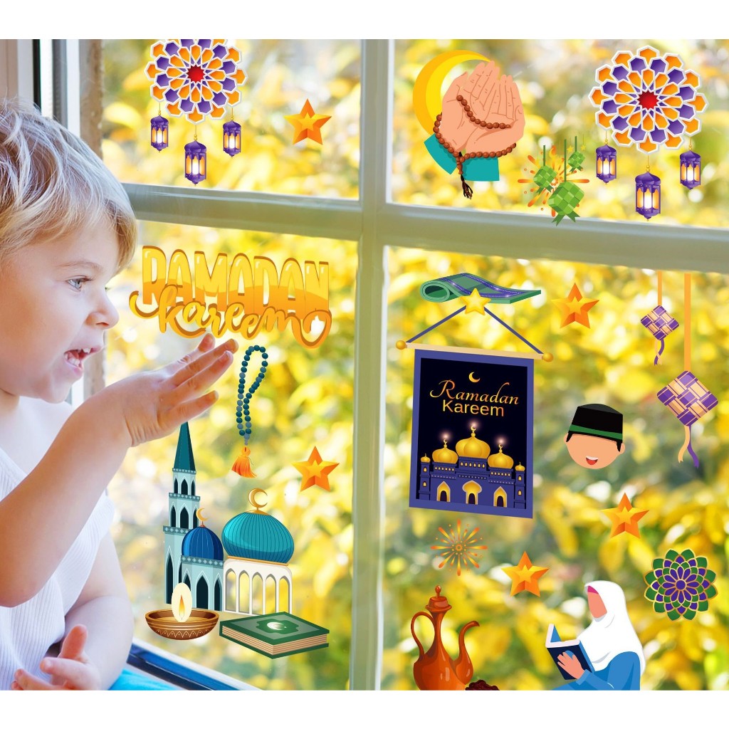 8pcs Ramadan Window Stickers Window Stickers Eid Mubarak, Ramadan Eid ...