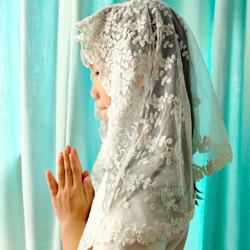 Blessed Imelda Lambertini COTTON Embroidered White Chapel Veil (Holy ...