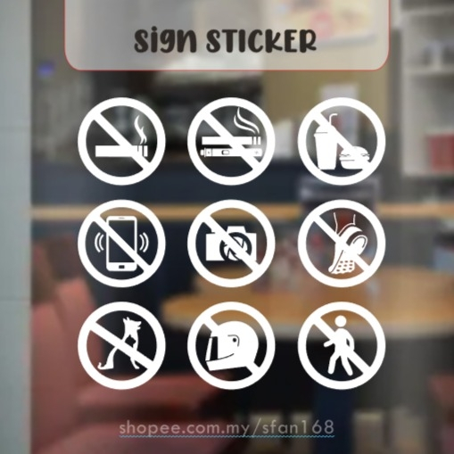No Allowed Sign Sticker for Glass Door Window Wall Decoration | Shopee ...