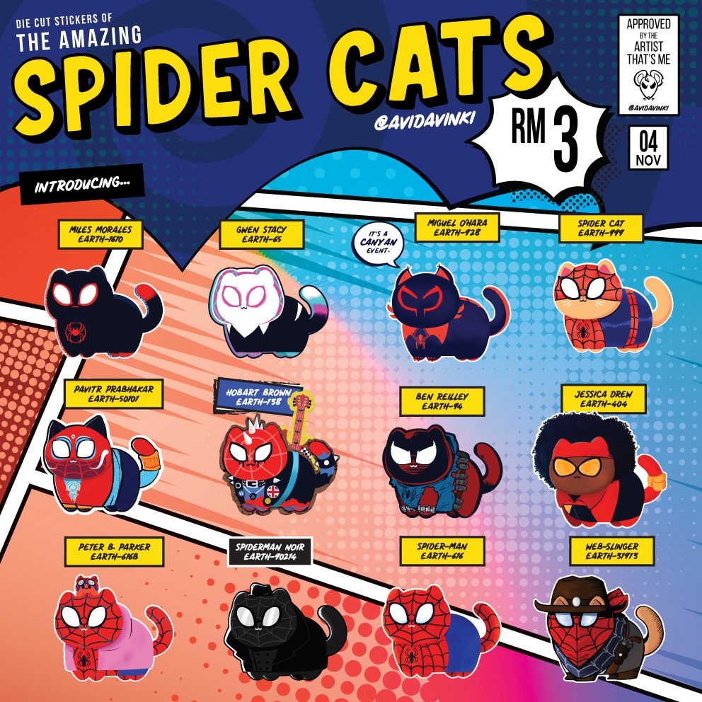 Spiderverse Stickers | Waterproof Cute Cat Stickers | Miles Gwen Hobbie ...