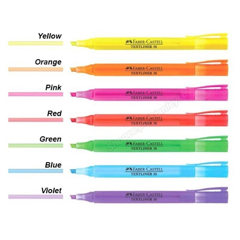 FABER CASTELL TEXTLINER 38 HIGHLIGHTER FLUORESCENT COLOUR | Shopee Malaysia