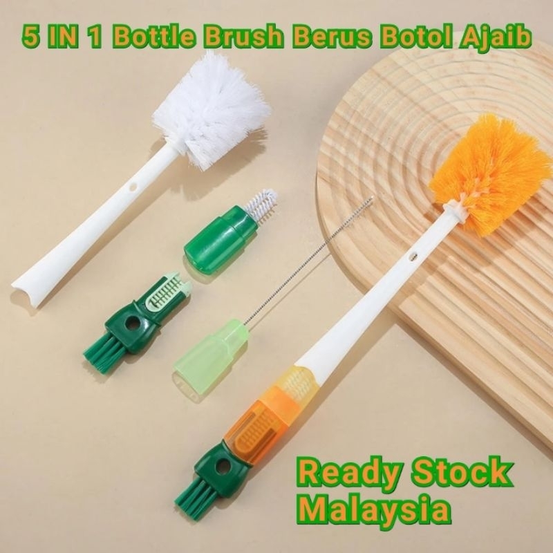 5 IN 1 Bottle Brush Cleaning Brush Tools Berus Pelbagai Fungsi Berus ...