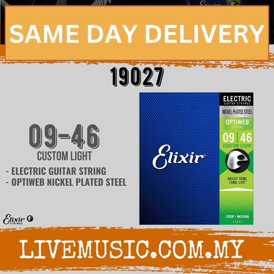 Elixir 19027 Optiweb Coated Nickel Plated Electric Guitar Strings, Custom Light (9-46) | Shopee ...