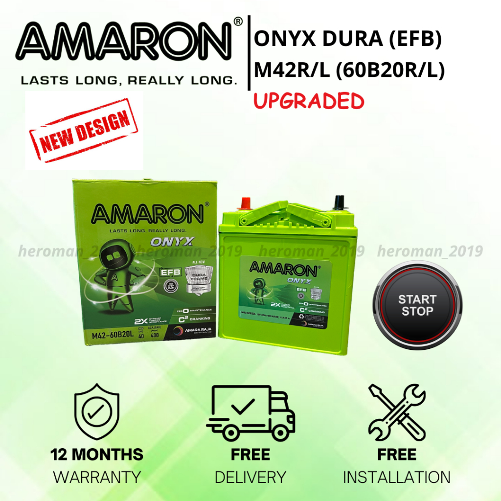 AMARON ONYX EFB M42R/L | 60B20R/L MYVI BEZZA | Car Battery | Bateri Kereta | Shopee Malaysia