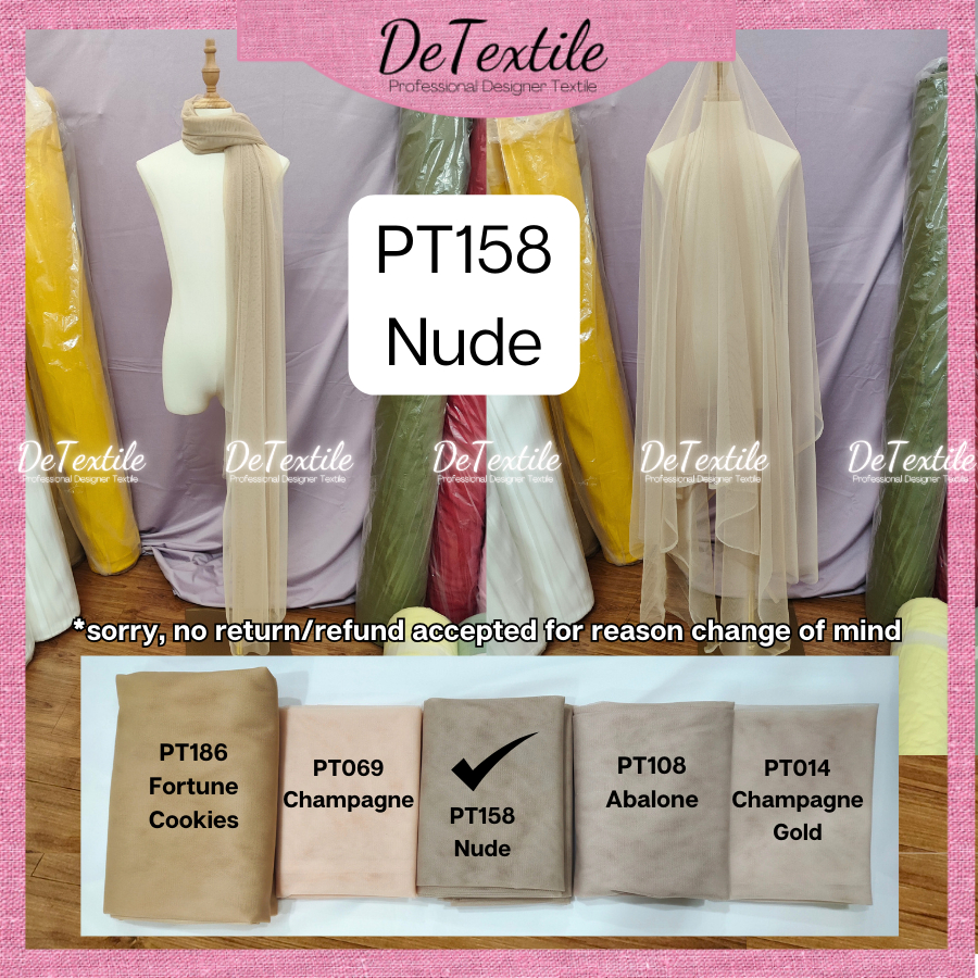 DeTextile Premium Tulle Bridal Soft Net Kain Net Lembut Murah Bidang ...