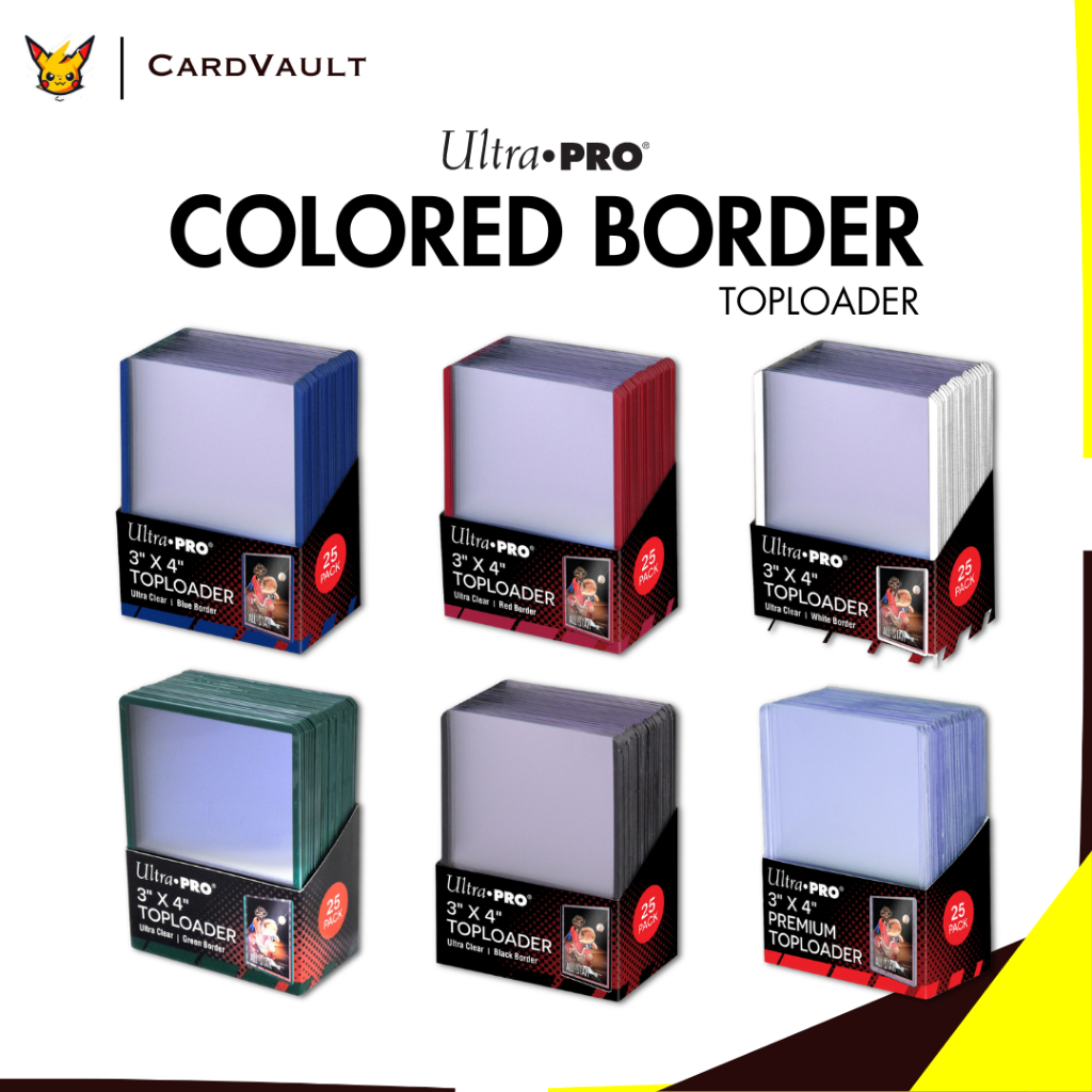 Ultra PRO Colored Border 3" x 4" Toploader - Red / Blue / Green / Black ...