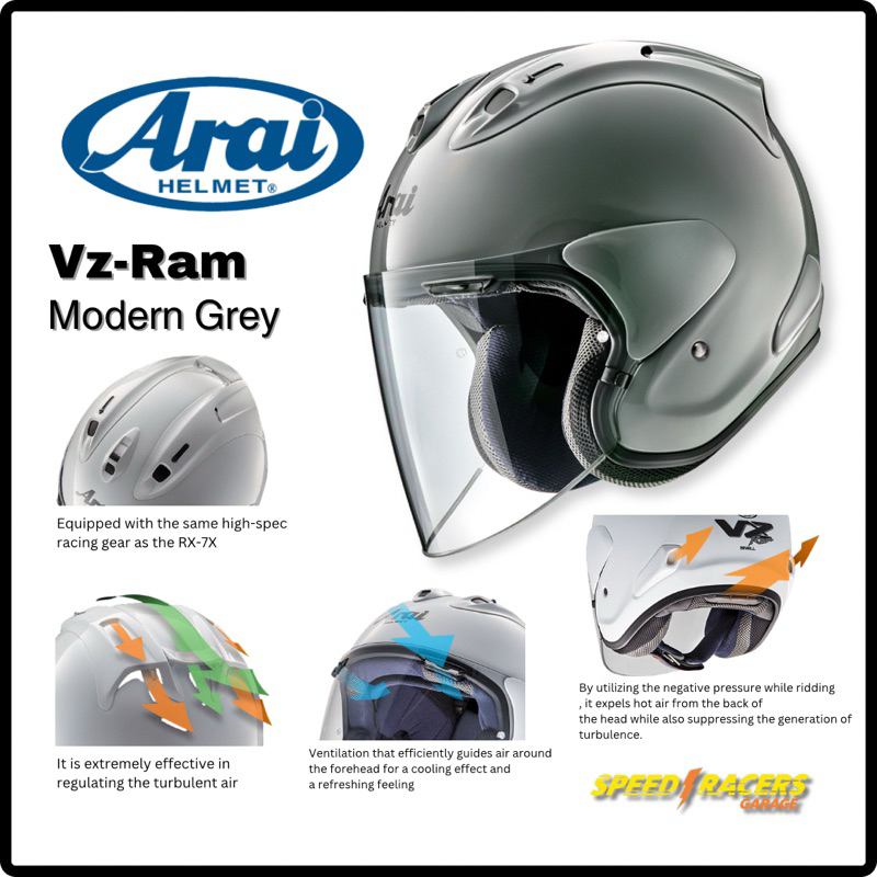 Arai Vz Ram Modern Grey 💯 Original Made In Japan 🇯🇵 | Shopee Malaysia