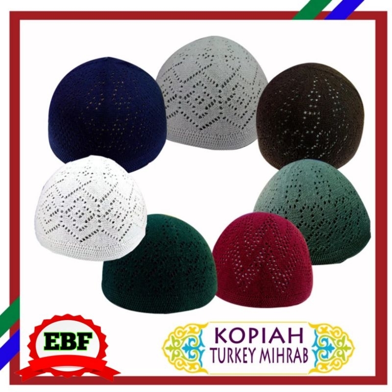 KOPIAH TURKEY Kait Cap Free Size MUSLIM UMRAH HAJI pakaian ibadah ...