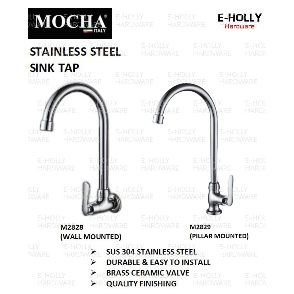 EHOLLY MOCHA STAINLESS STEEL SINK TAP WALL MOUNTED PILLAR MOUNTED SINKI DAPUR | Shopee Malaysia