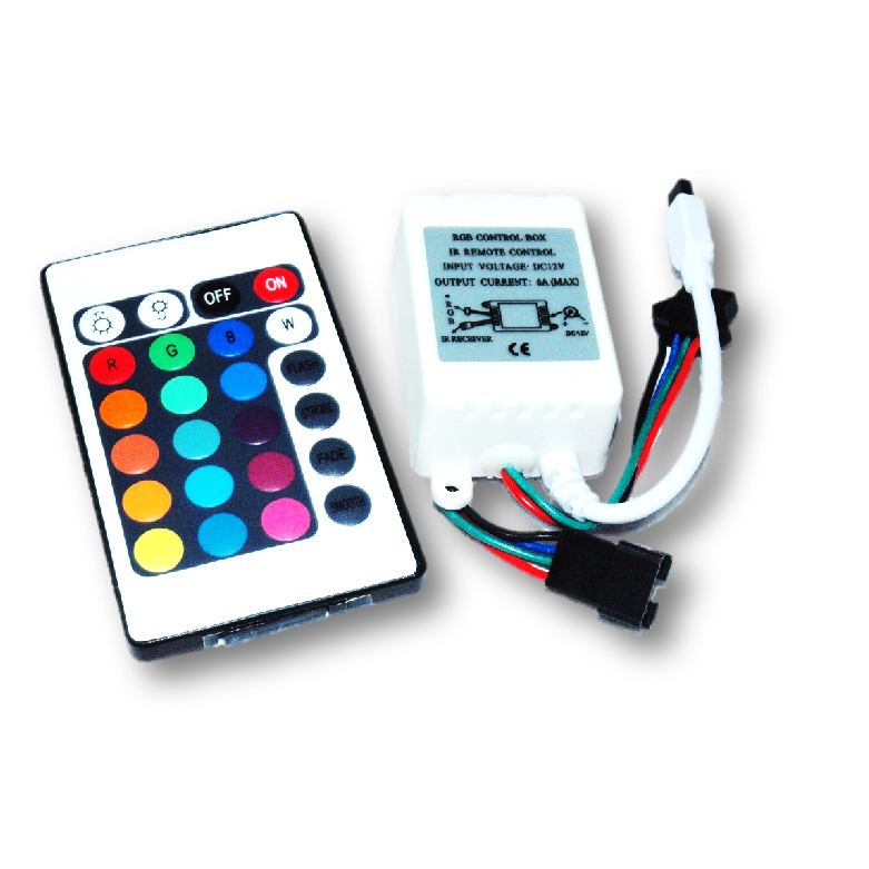 Led Controller 24 Keys LED IR RGB Controler box 1 to 2 Controller IR ...