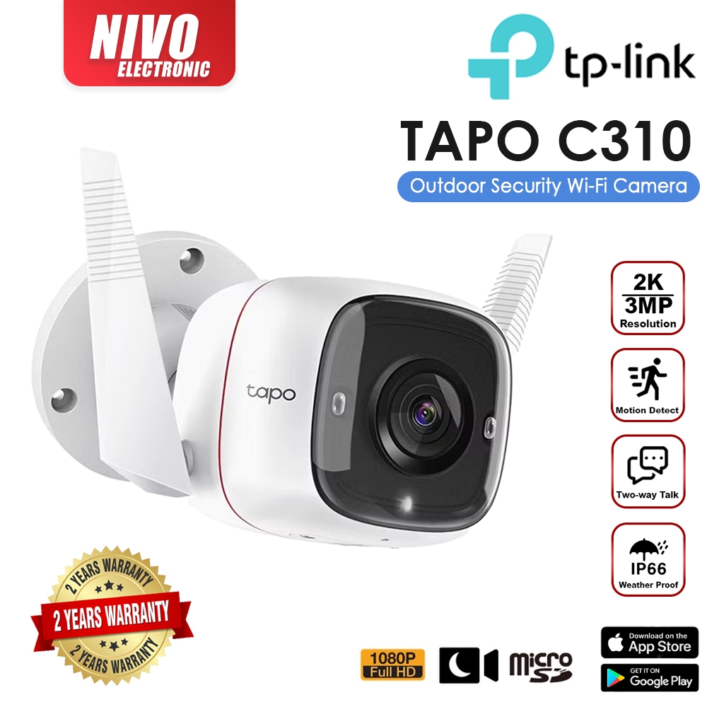 TP-Link Tapo C310 3MP Ultra Resolution Outdoor Security IP66 Weatherproof Wireless Wifi Camera ...
