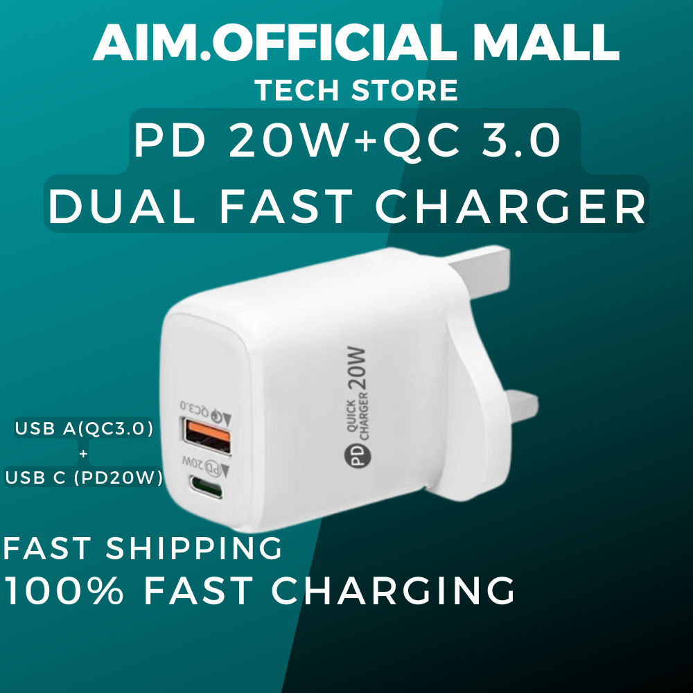 20W PD+QC Dual Fast Charger Universal Compatible | Shopee Malaysia