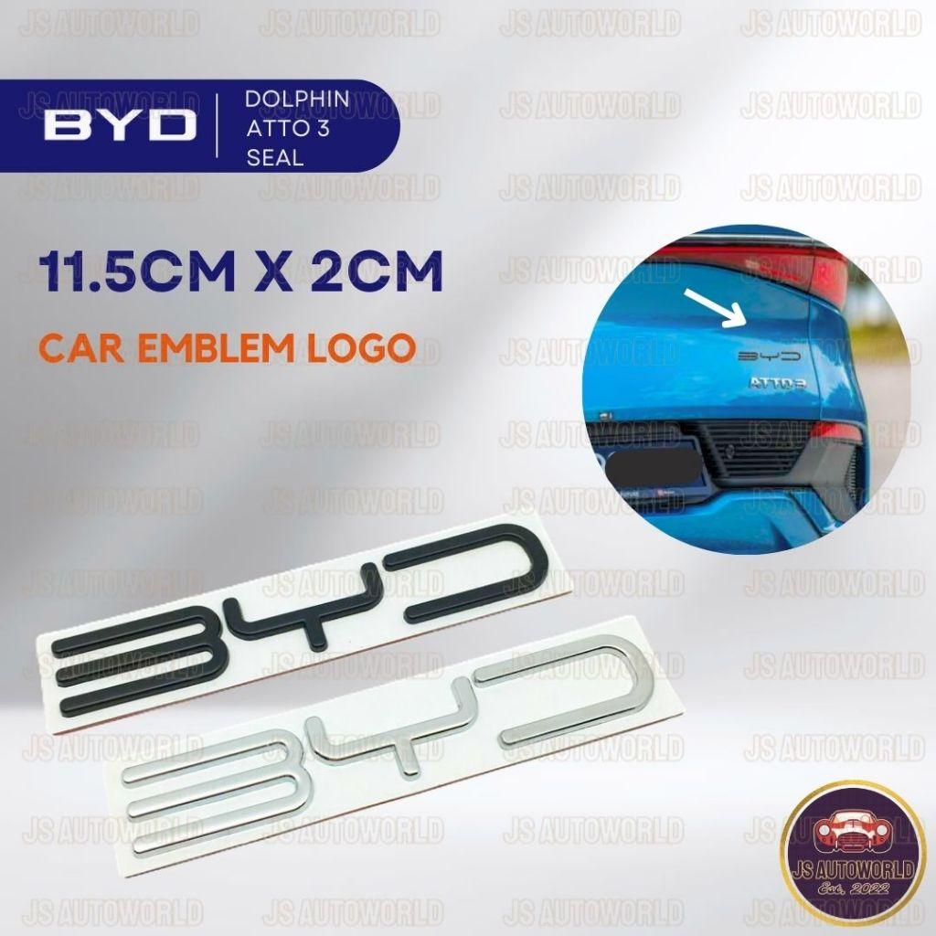 BYD Emblem Logo Sticker 3D Metal Car Side Rear Trunk Tailgate BYD Atto ...