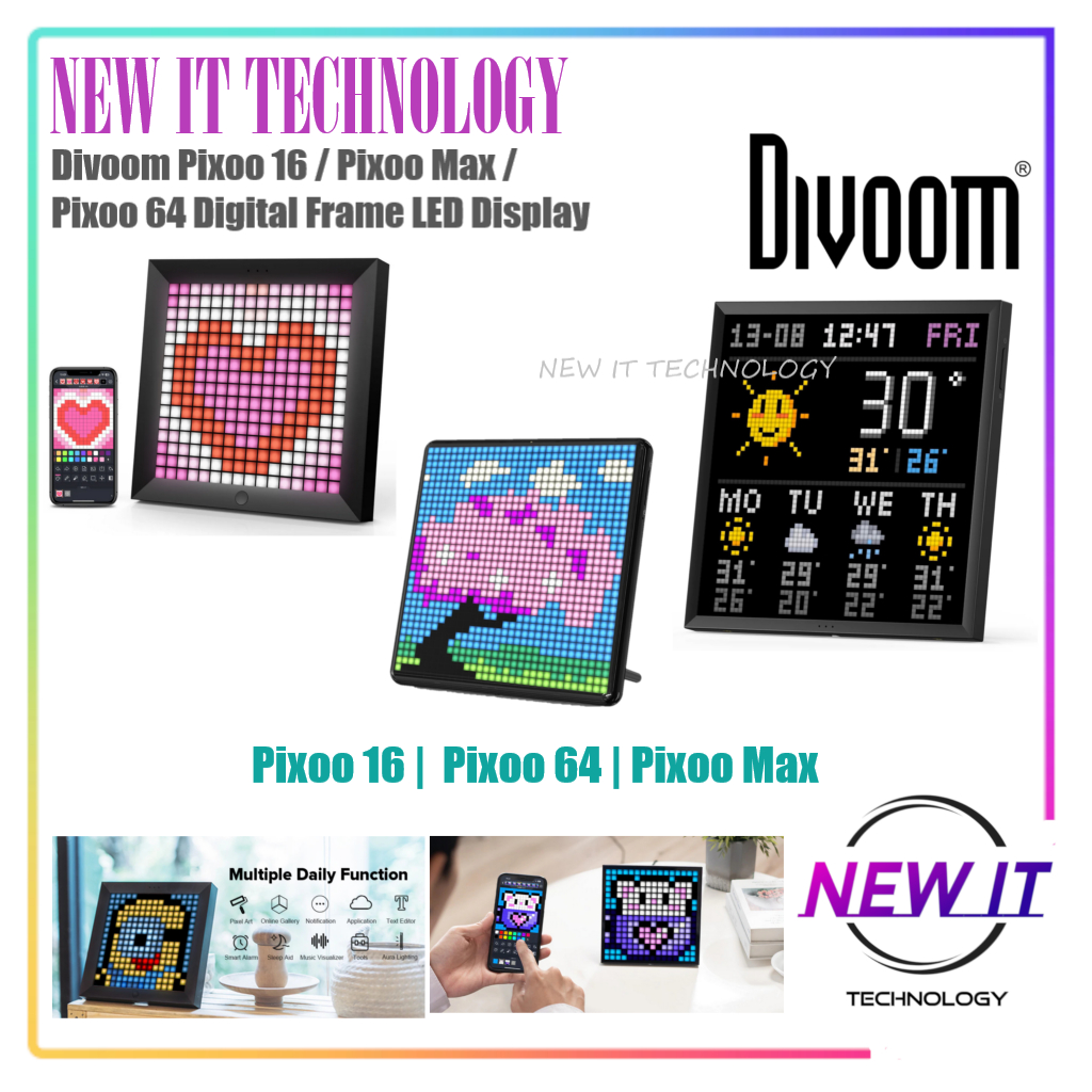 Divoom Pixoo 16 / Pixoo Max / Pixoo 64 Digital Frame LED Display [Customizable Pixel Art/Room ...
