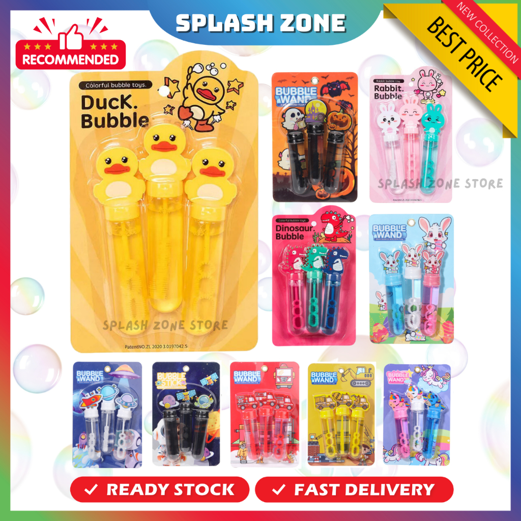 3 in 1 Pack Jimat Children's Blow Bubble Stick For Outdoor Party Water ...