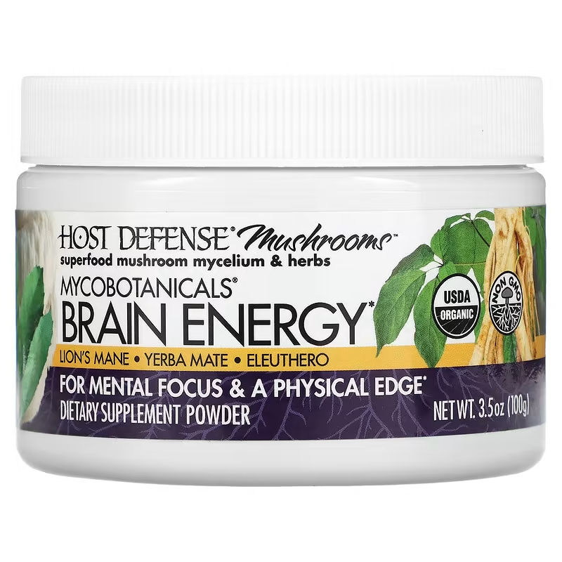 Host Defense, Mushrooms, MycoBotanicals, Brain Energy, 3.5 oz (100 g ...