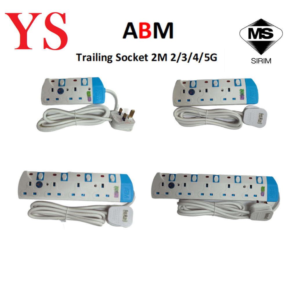 ABM 2 Meter Trailing Socket | Extension Socket | Extension Plug 2/3/4/5 ...