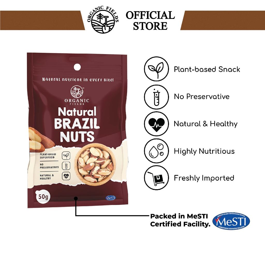 ORGANIC FIELDS Natural Brazil Nuts (50g) | Healthy Snack | | Shopee ...