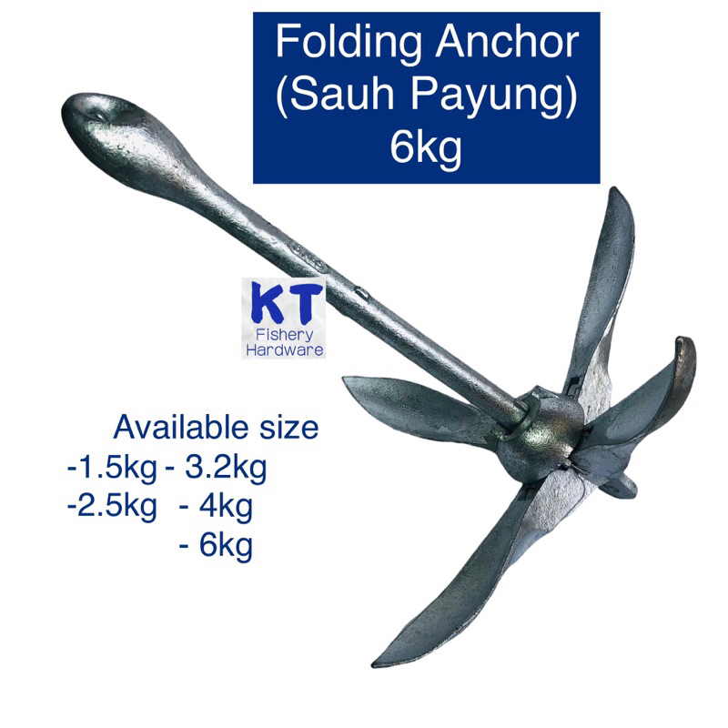 Folding Anchor 6kg Galvanized Umbrella Anchor (Sauh Payung) Sauh Bot ...