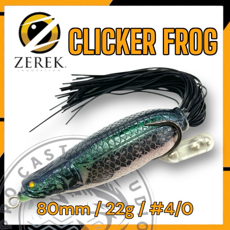 ZEREK Clicker Frog 80mm 22g Weedless Soft Lure Snakehead Toman Walk the ...