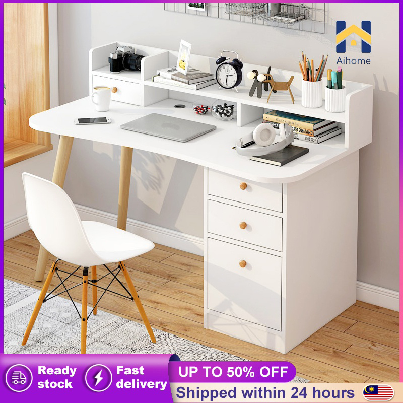 120CM Study Table with Drawer Computer Table Office Table for Writing Living Room Meja Komputer ...
