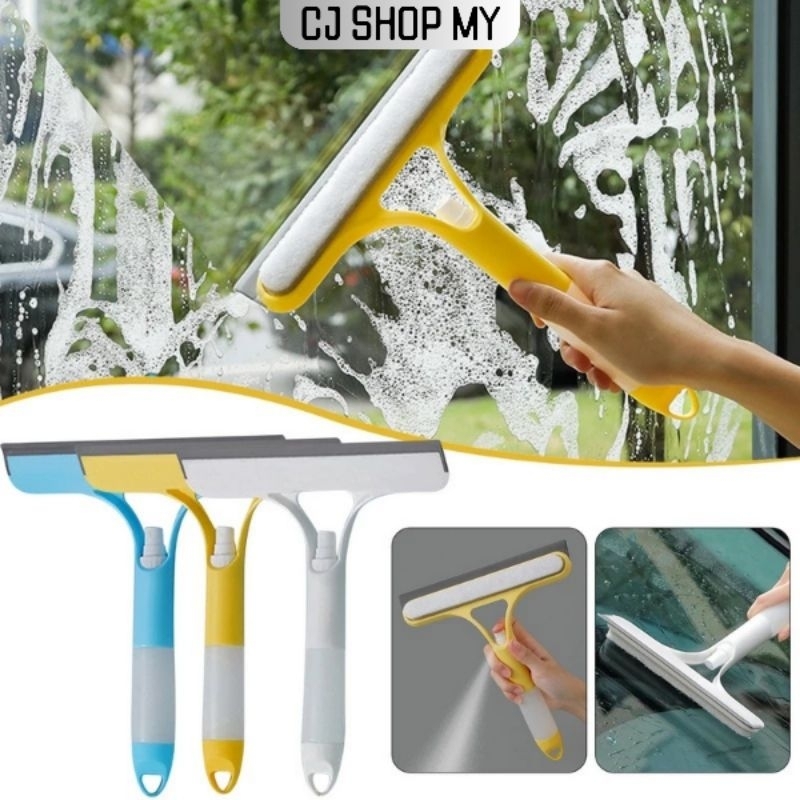 3 in 1 Spray Glass Window Cleaner Squeegee Double Side Wiper Brush ...