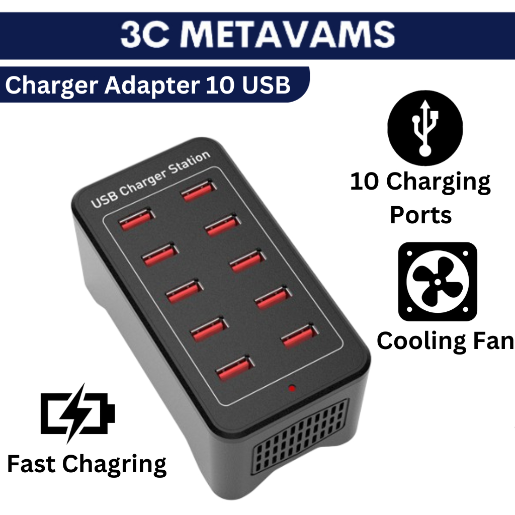 Multi-port Charger 50W 10 USB Ports Smart Charging Station Plug 10 ...