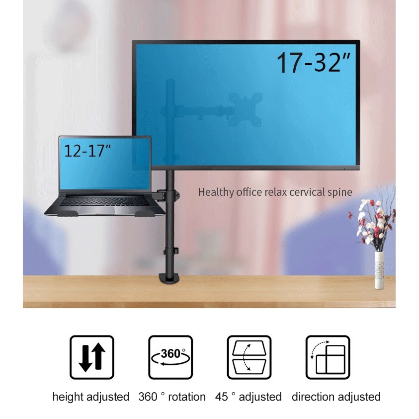 Monitor Stand Monitor Arm 2 In 1 Monitor & Laptop Stand 13 to 32 inch ...