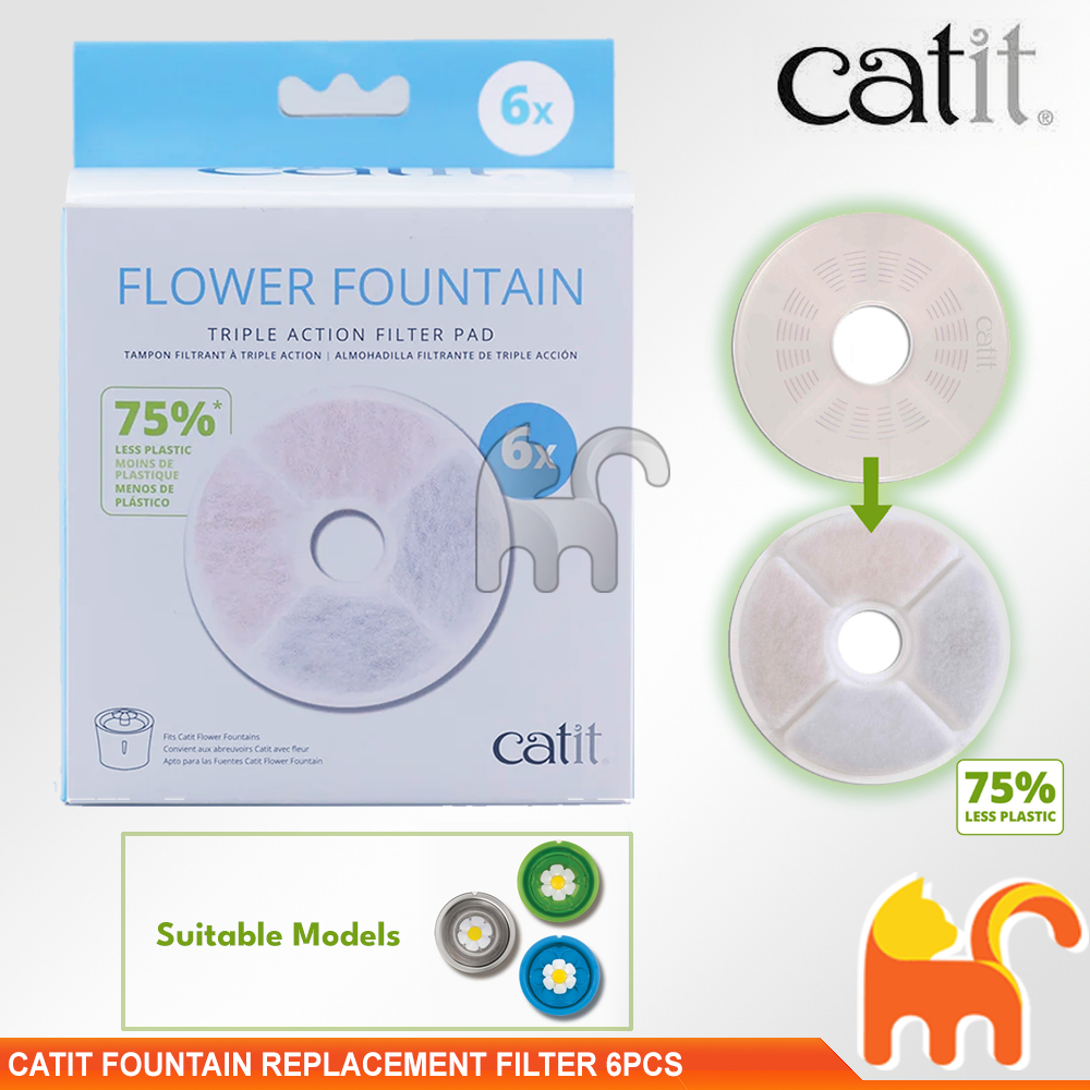 New Catit Fountain Frameless Tripple Action Replacement Filter 6pcs ...