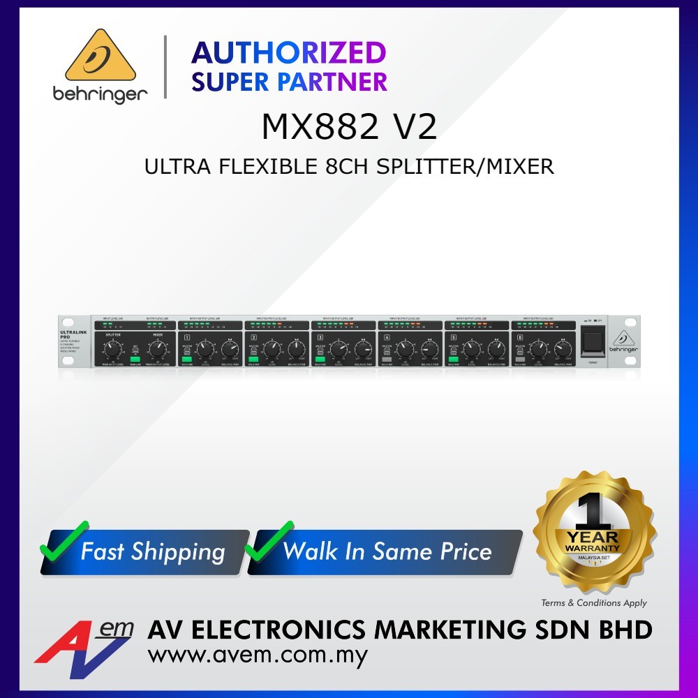 BEHRINGER ULTRALINK PRO MX882 V2 Ultra-Flexible 8Channel Splitter/Mixer ...