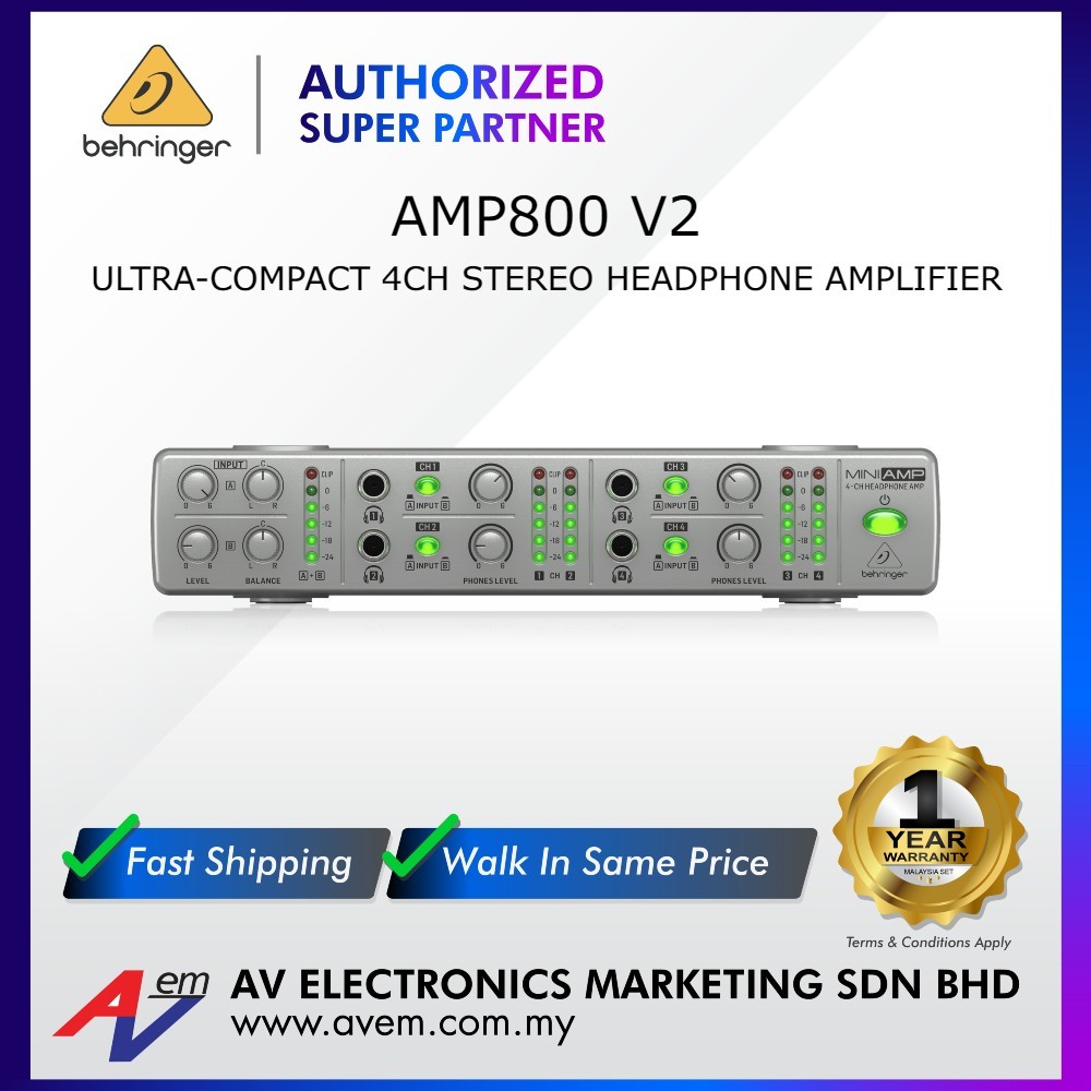 BEHRINGER AMP800 V2 MiniAmp 4-Ch Headphone Amplifier | Shopee Malaysia
