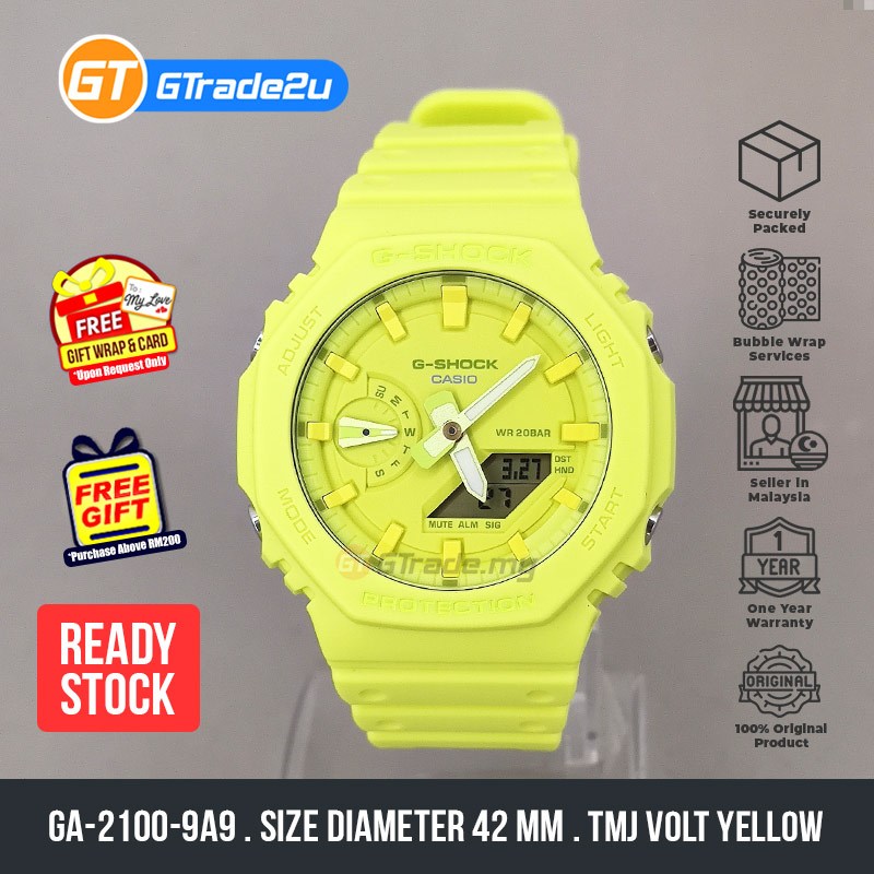 Original G Shock Men GA-2100-9A9 Digital Tmj Volt Yellow Watch [READY ...