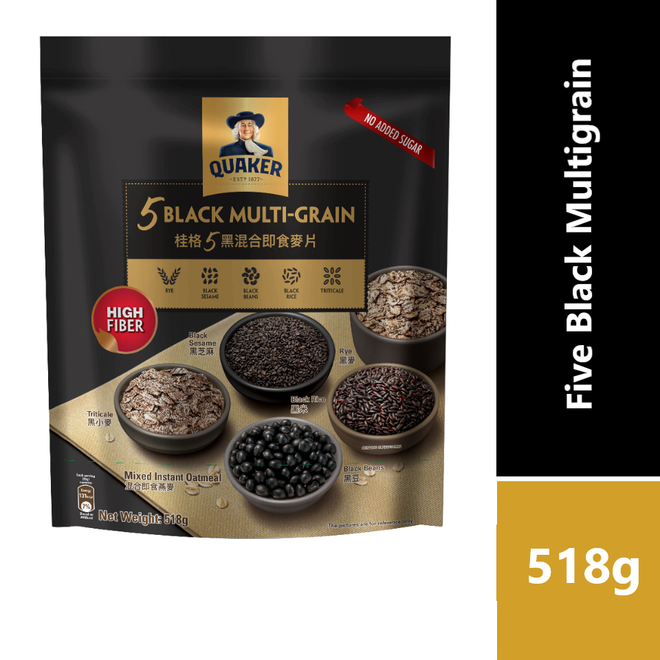 QUAKER Five Black Multigrain Mixed Instant Oatmeal 518g | Shopee Malaysia