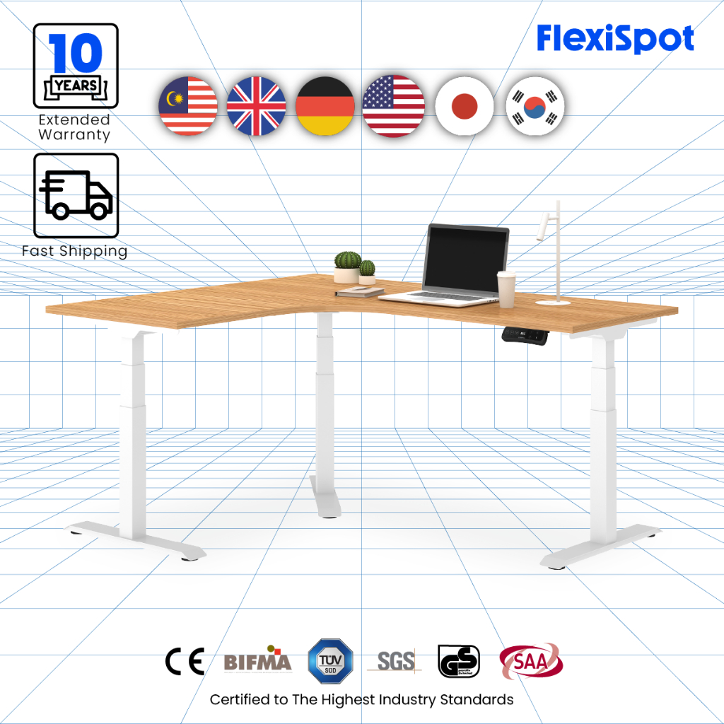 FLEXISPOT Malaysia E7T L-SHAPE Electric Height Adjustable Sit Stand ...