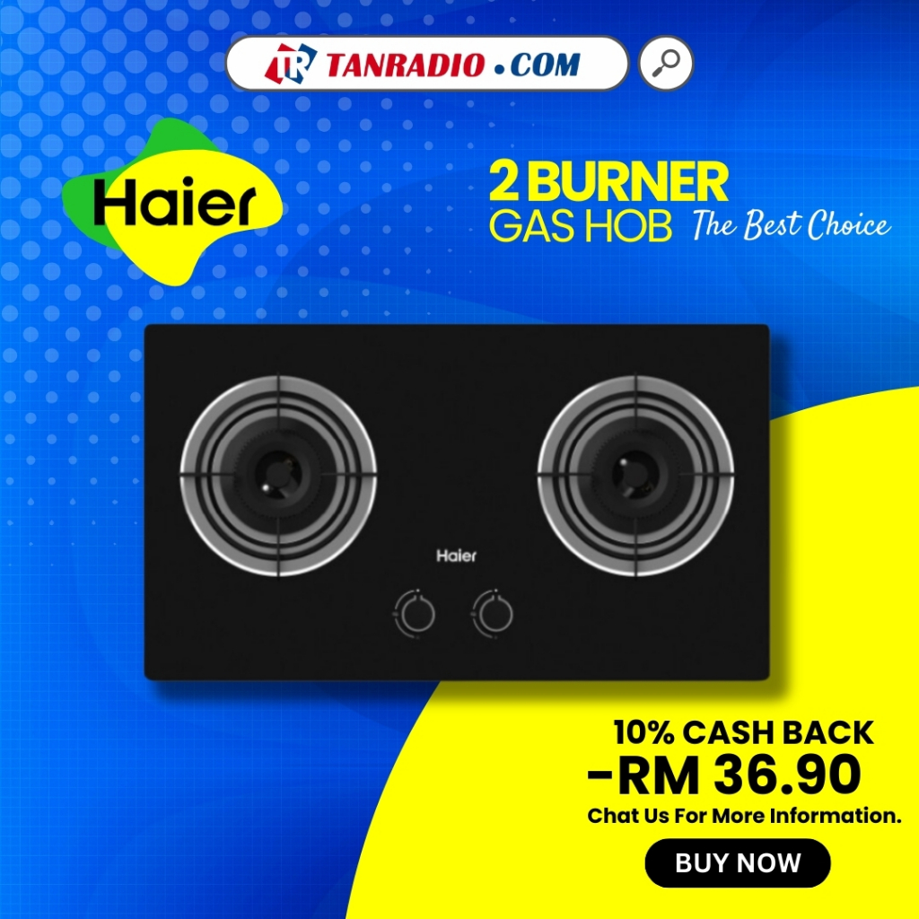 Haier Dapur Gas Built In Hob Glass ( XG230NE ) Gas Hob Black Glass 2 ...