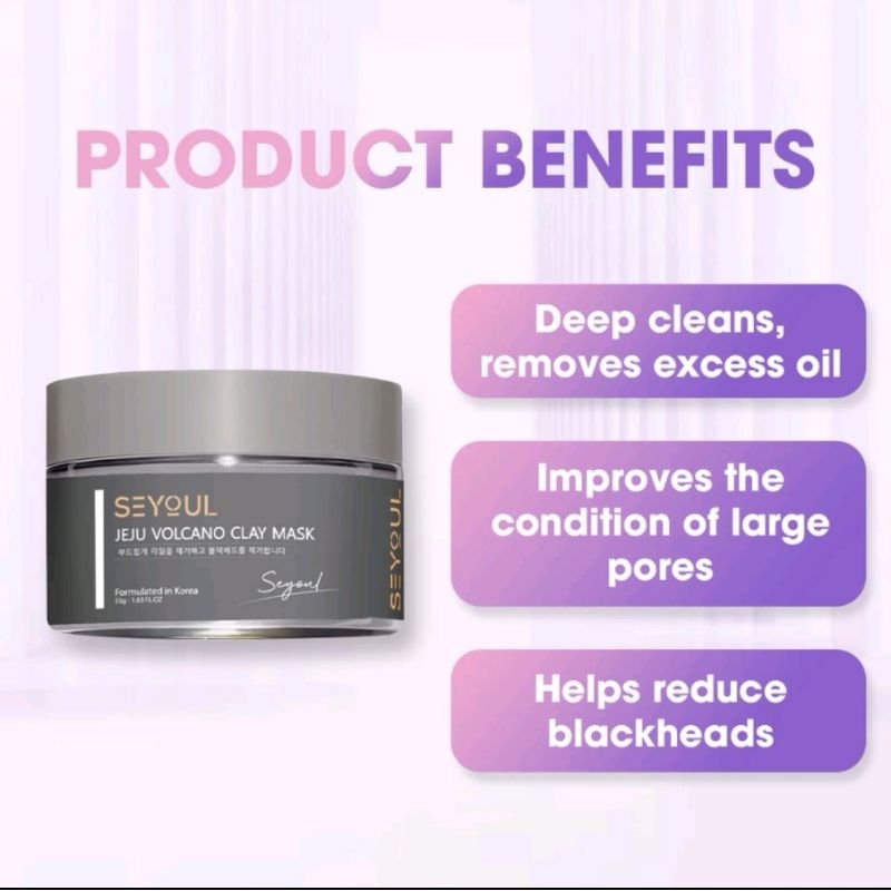 💯 ORIGINAL SEYOUL VOLCANIC ASH CLAY MASK DEEP CLEANSING 55G | Shopee ...