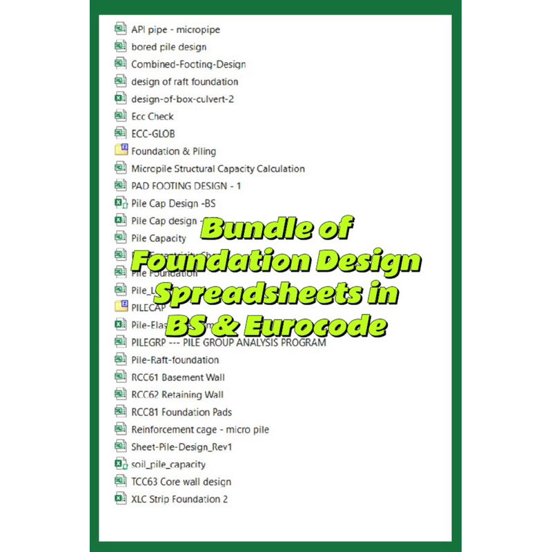 Bundle of Foundation Design Spreadsheets in BS & Eurocode | Shopee Malaysia