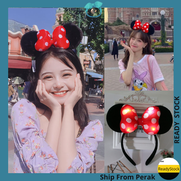 AIDA Korea Ins Micky Ribbon Headband Girl Adult Kids Lovely Wash Face Headdress Hair Accessories ...