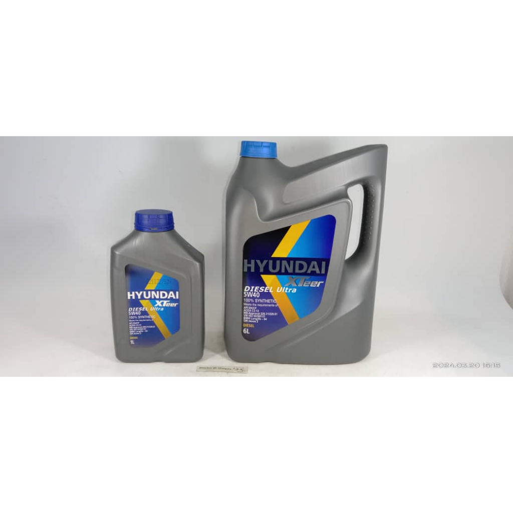 HYUNDAI XTEER 5W40 DIESEL ULTRA FULLY SYNNTHETIC ENGINE OIL 7L | Shopee ...
