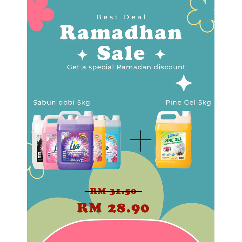 Combo pack clenzol pine gel 5kg + Lia Sabun dobi 5Kg/ Ramadan sale ...