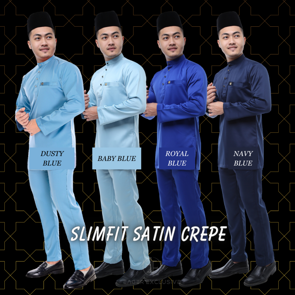 Slimfit Satin Exclusive Baju Melayu Moden Nikah dan Tunang Baby Blue ...