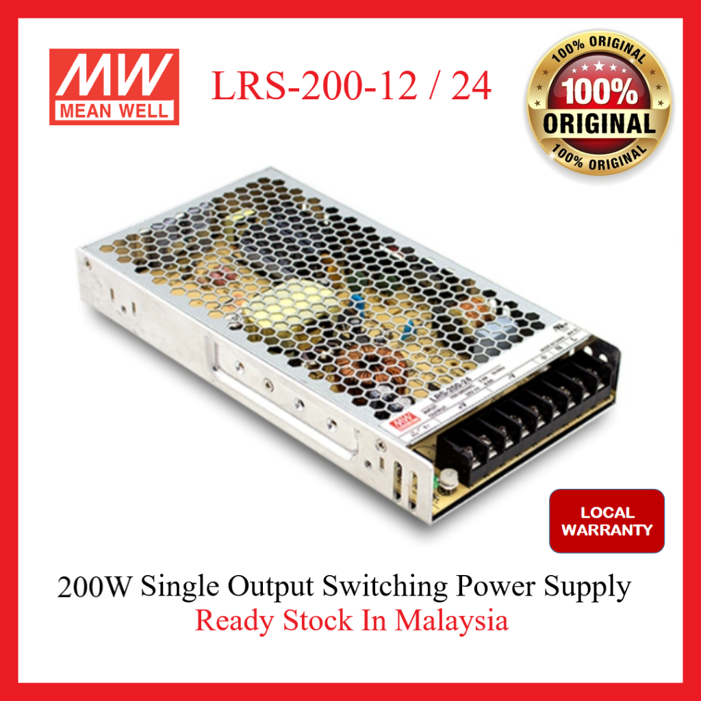 Mean Well LRS-200-24 LRS-200-12 power supply 200W, 24V/8.8A, 12V/17A | Shopee Malaysia