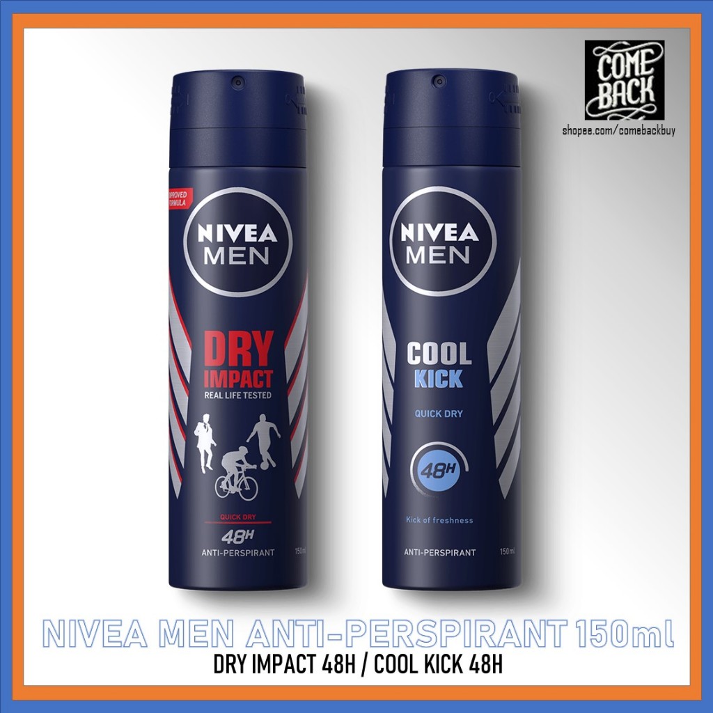 NIVEA MEN ANTI-PERSPIRANT 150ml (DRY IMPACT / COOL KICK) | Shopee Malaysia