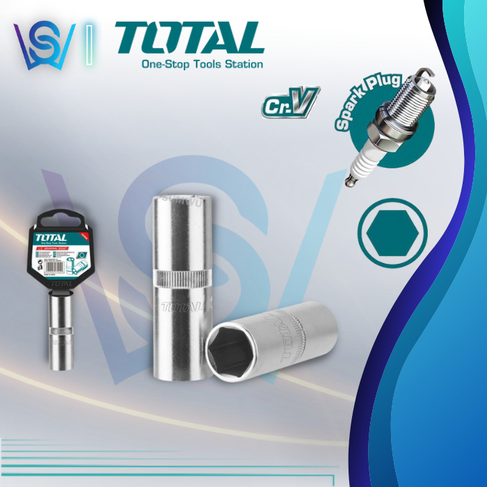 TOTAL Spark Plug Socket (16mm/21mm) for 1/2" Wrench with Rubber Insert ...